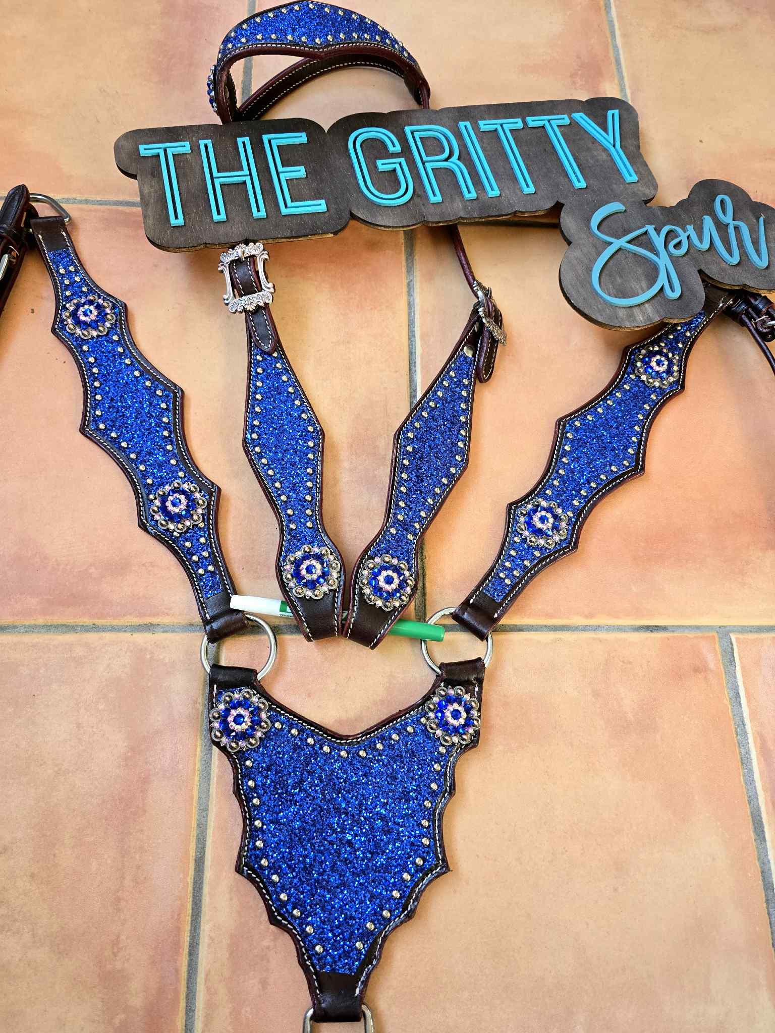 Pre order- Blue glitter tack set – The Gritty Spur